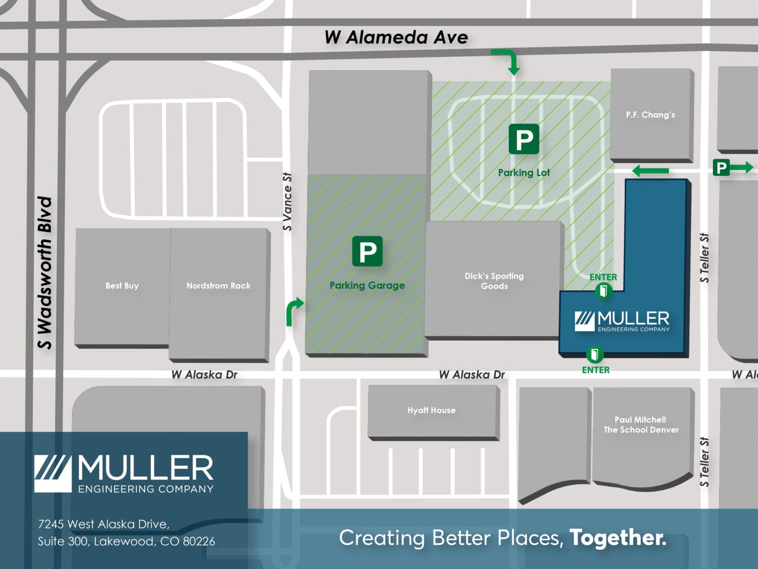 Muller parking lot location map. – Muller Engineering Company